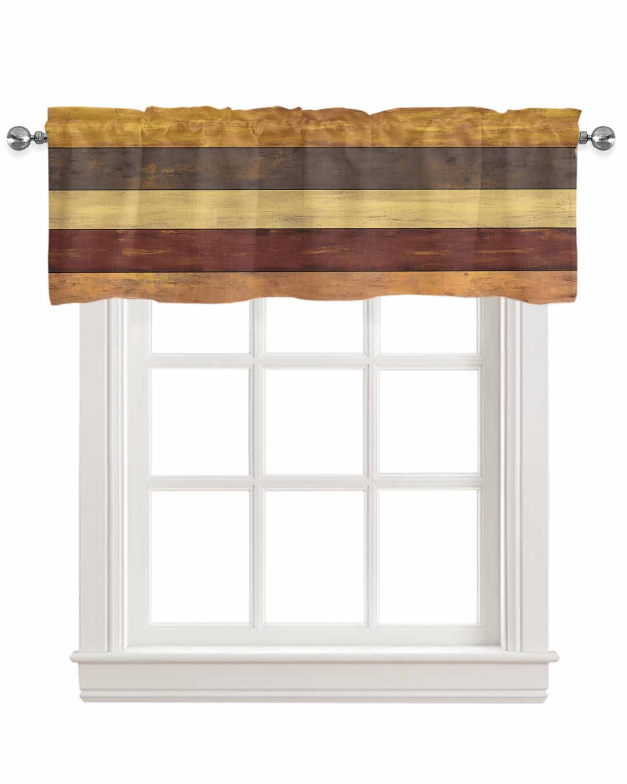 Brown Red Grey Farmhouse Kitchen Valances for Windows Farmhouse Linen ...