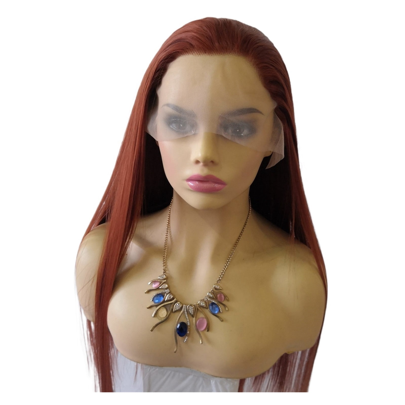 Brown Red High-temperature Silk Wig For Women, With A Large Back And ...