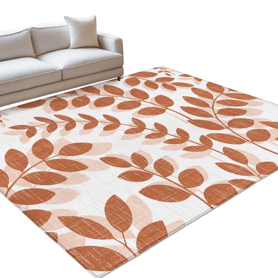 Brown Red Leaves 4x6ft Non Slip Area Rug Summer Farmhouse Botanical ...