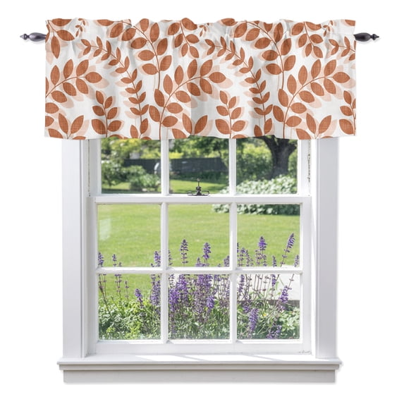 Brown Red Leaves Valances for Windows Summer Farmhouse Botanical Branch ...