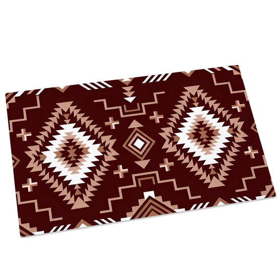 Brown Red Rectangle Door Mat 16x24 Inch Tribal Retro Classic Geometric ...