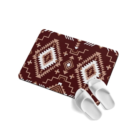 Brown Red Rectangle Soft Diatomaceous Earth Mat, Tribal Retro Classic ...