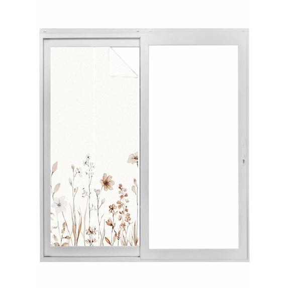 Brown Red Spring Floral Window Privacy Film, Botanical Summer Flowers ...