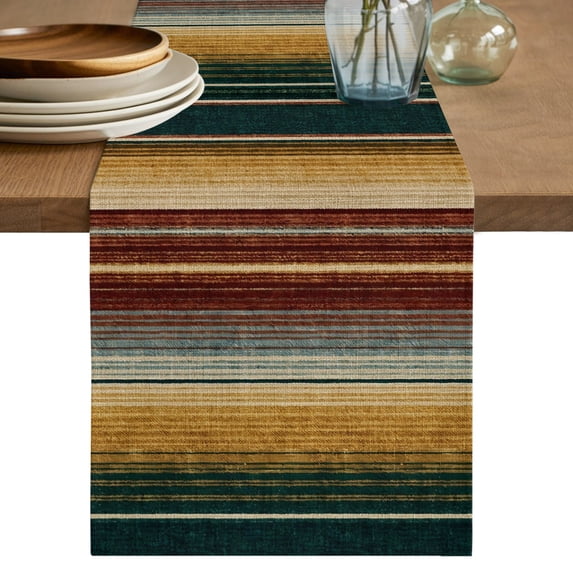 Brown Red Stripe Table Runner 108 Inches Long,Modern Abstract Geometric ...
