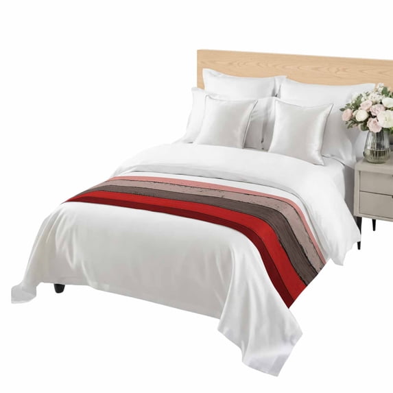 Brown Red Wood Grain Bed Runner Cal King Size Countryside Stripe Soft ...