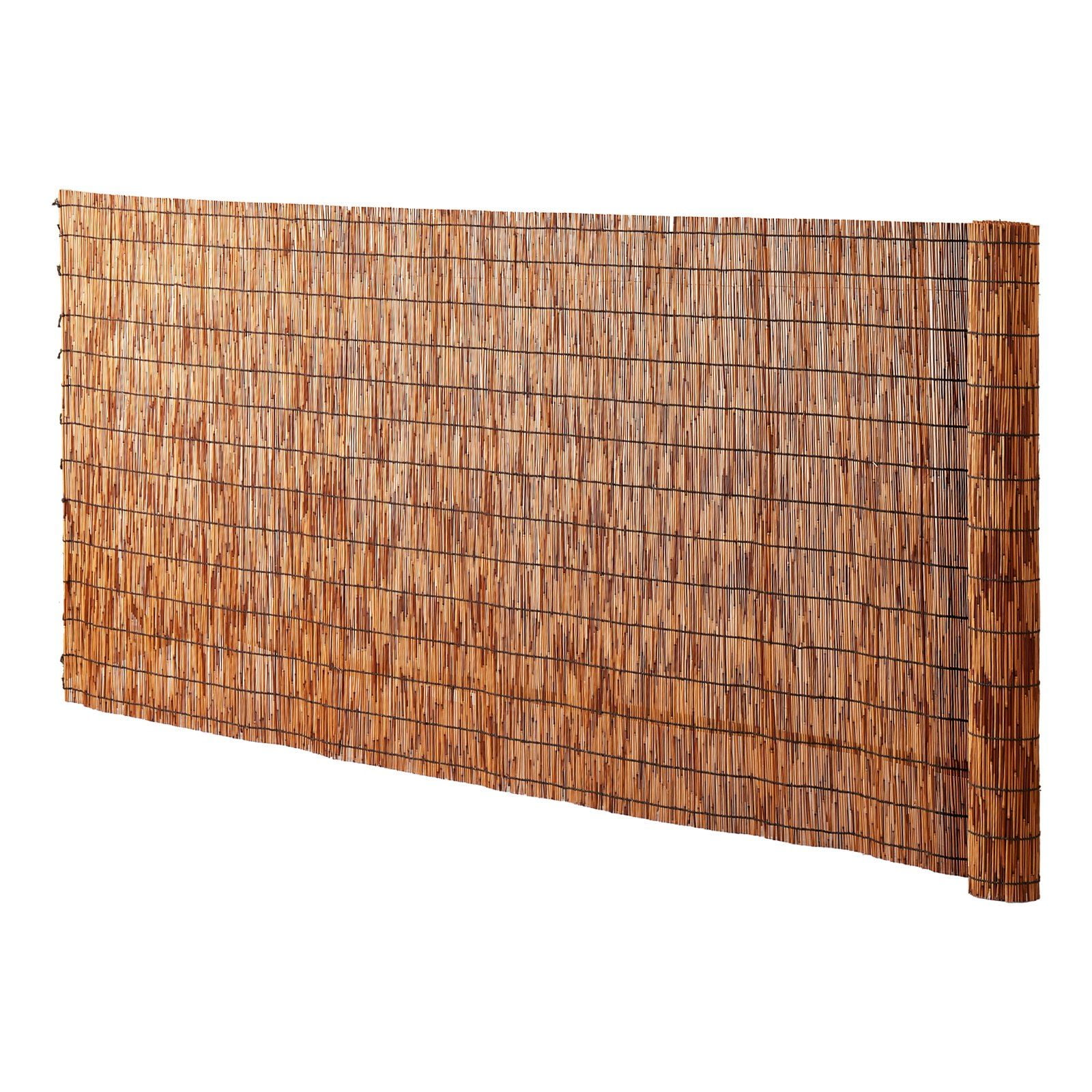 Brown Reed Fence Roll, 5.5x16.4 ft Outdoor Privacy Screen for Patio ...
