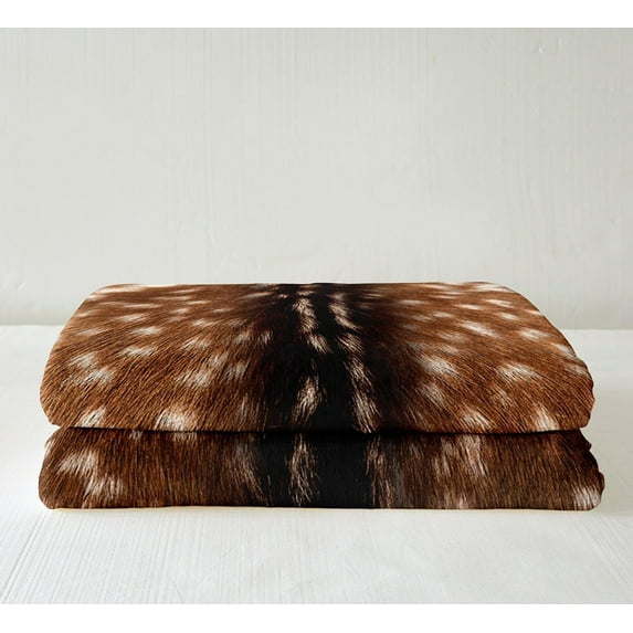 Brown Reindeer Fur Blanket for Bedroom, Elk Deer Hide Fleece Blanket ...