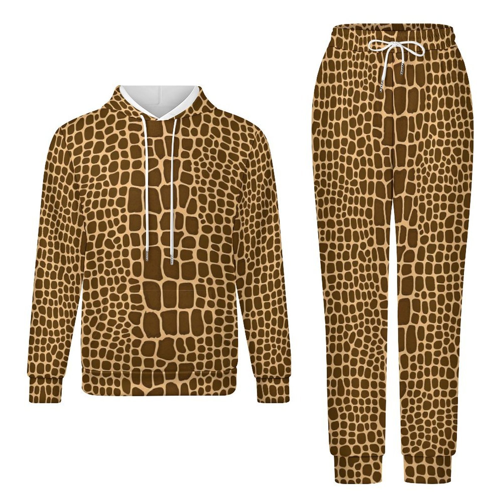 Brown Reptile Skin Pattern Hoodie And Pants Set Tracksuit Men Women ...