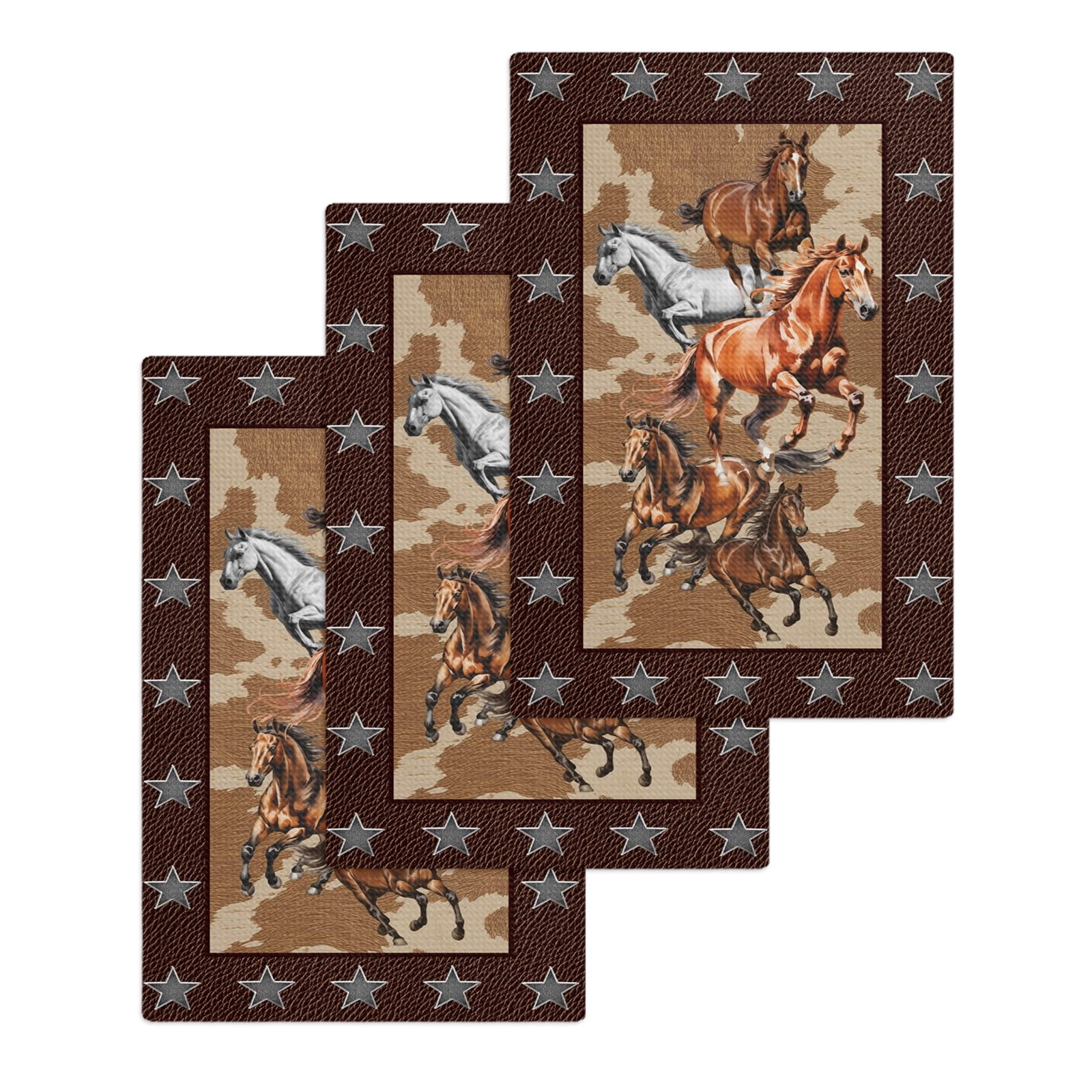 Brown Retro Horse Kitchen Dish Towels for Drying Dishes Set of 3 ...
