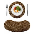 Brown Retro Leopard Print Round Table Placemats set of 8, Abstract ...