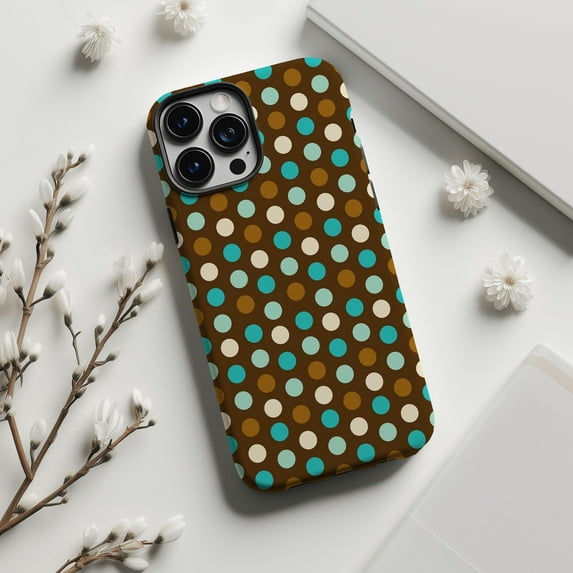 Brown Retro Polka Dot Phone Case with Cute Colorful Pattern 17 through ...