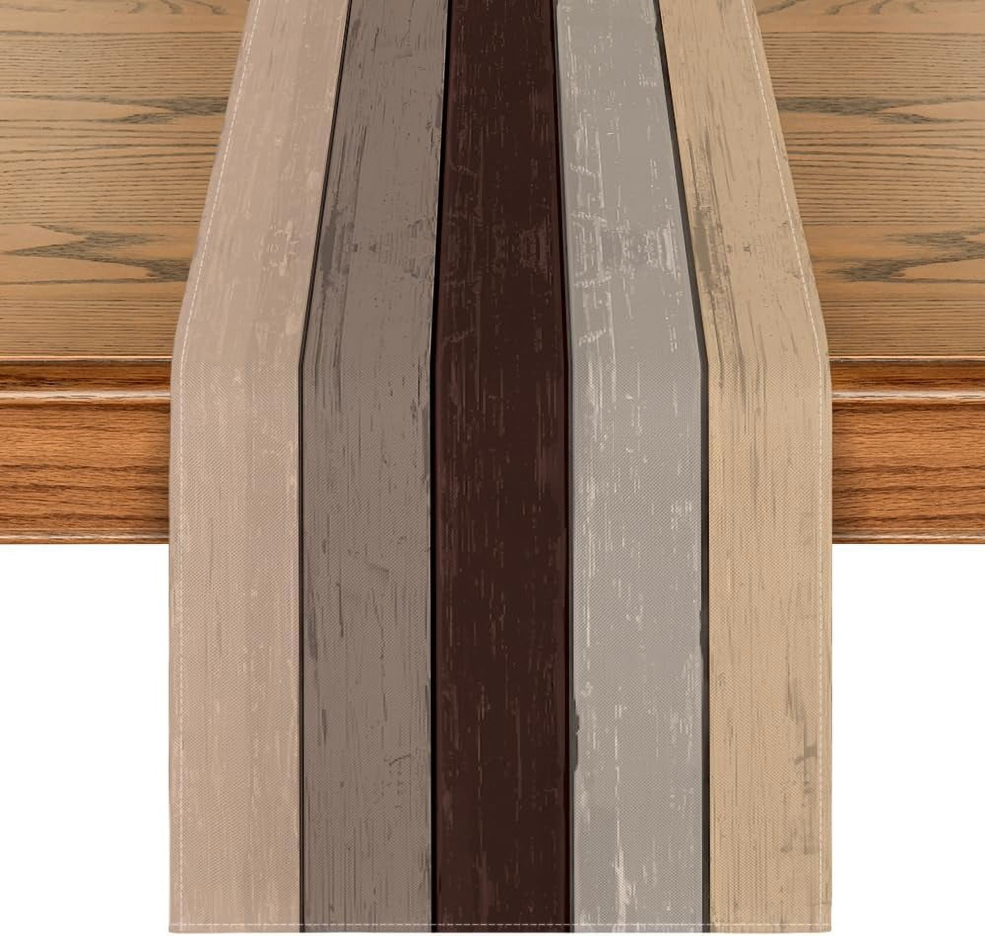 Brown Retro Rustic Wood Texture Table Runner, Seasonal Spring Kitchen ...