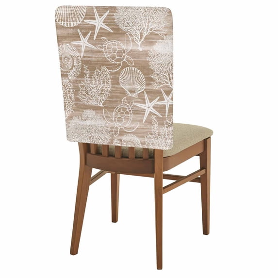 Brown Retro Summer Chair Back Covers Set of 8 Sea Turtle Starfish Coral ...