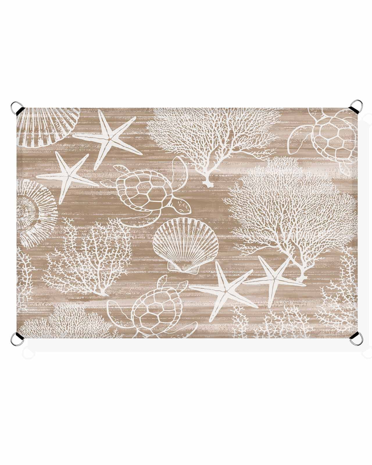 Brown Retro Summer Sun Shade Sail 8'X10' Sea Turtle Starfish Coral ...