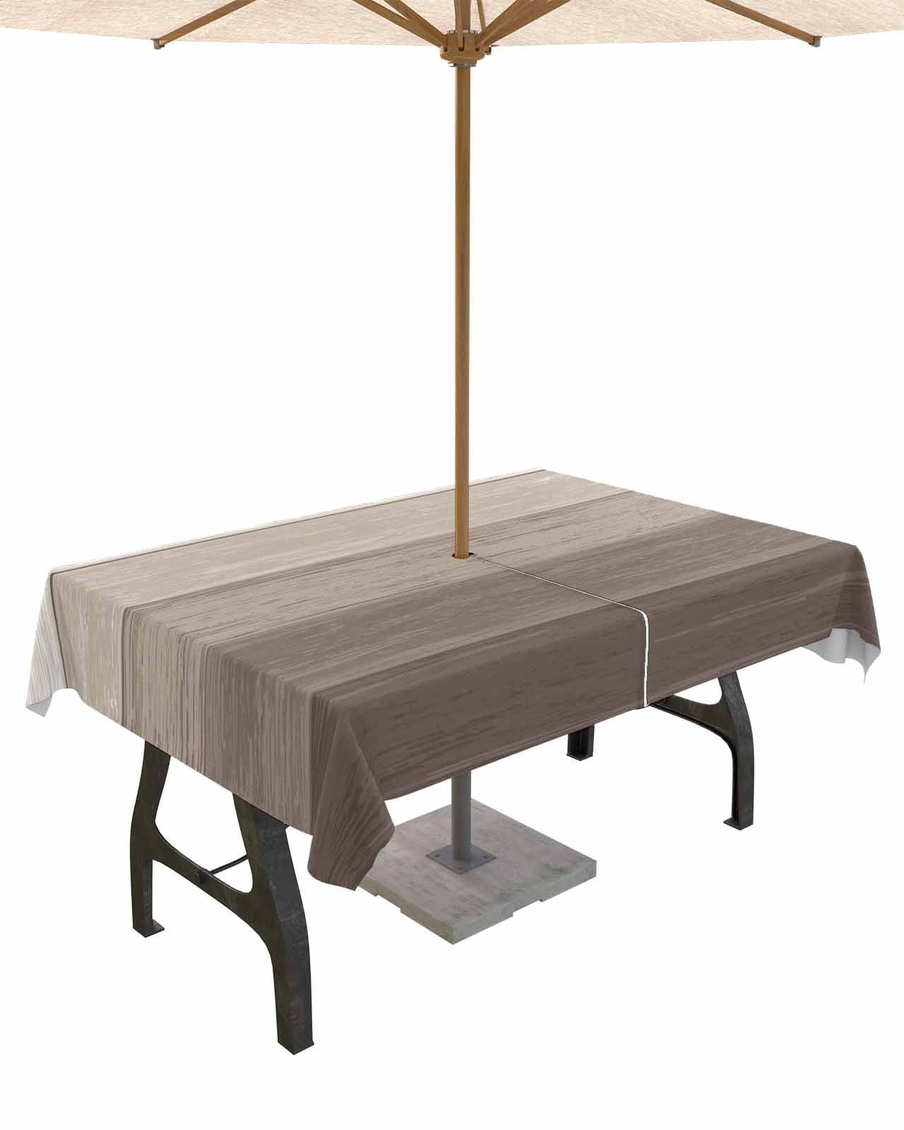 Brown Retro Wood Board Rectangle Tablecloth with Zipper,Waterproof ...