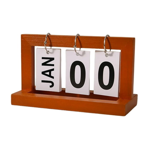 Brown Reusable Desktop Calendar Wooden Craft Ornament For Home Office ...
