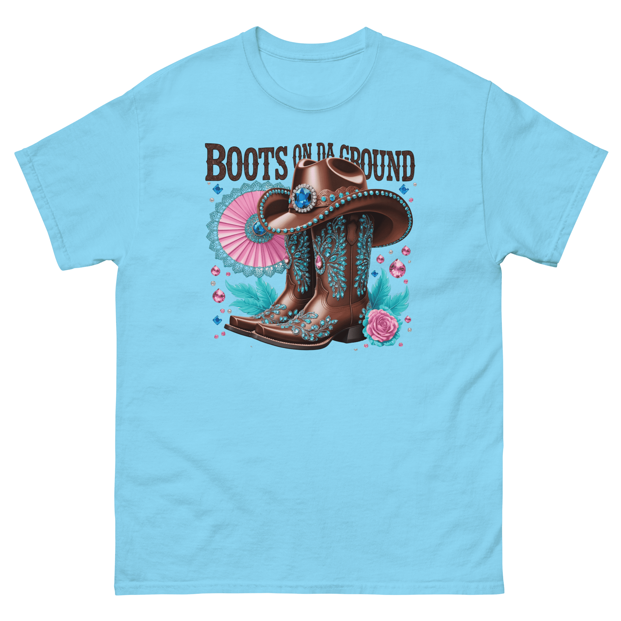Brown Rhinestone Cowgirl Boots Tee – Boots on Da Ground #1 - Walmart.com