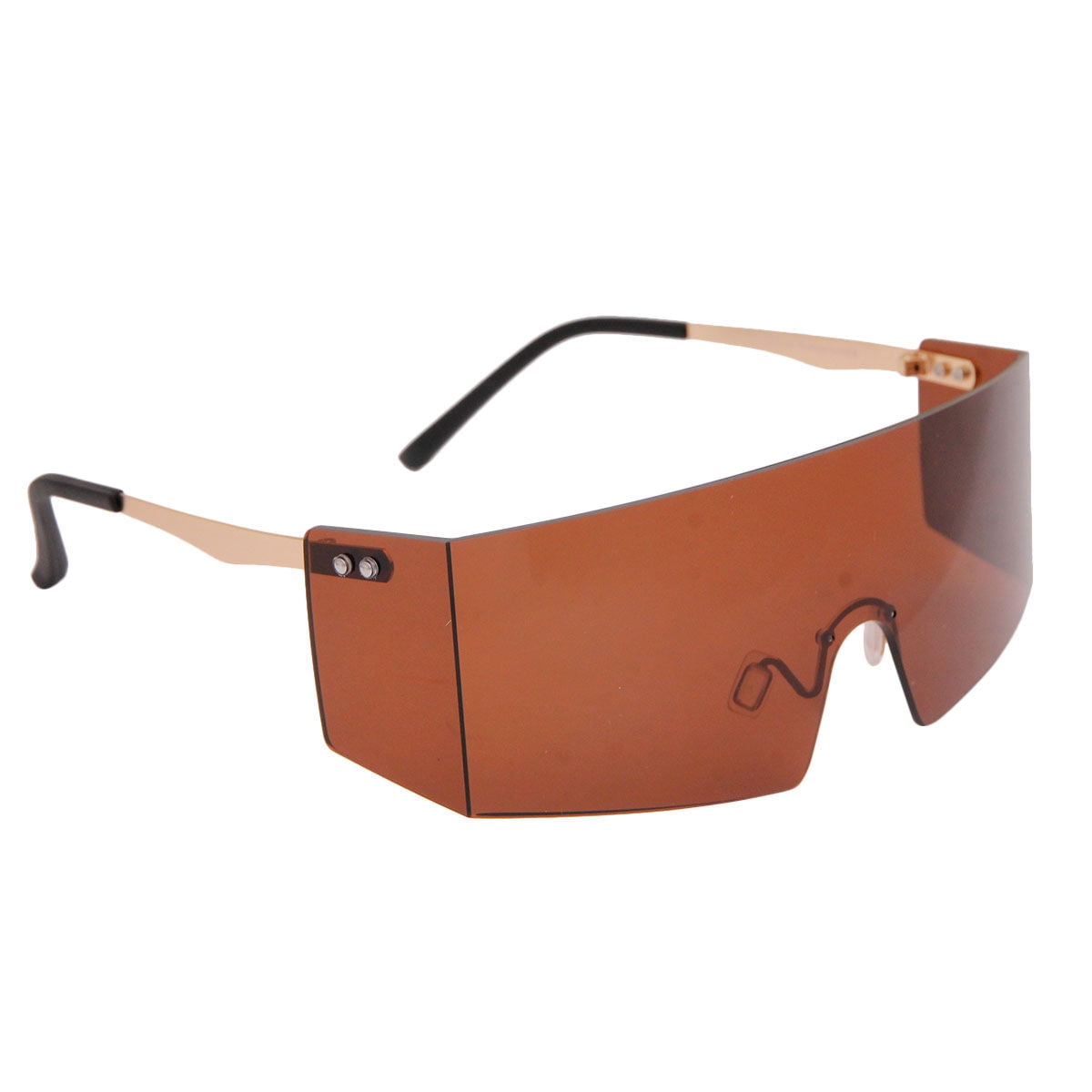 Brown Rimless Square Visor Sunglasses - Walmart.com