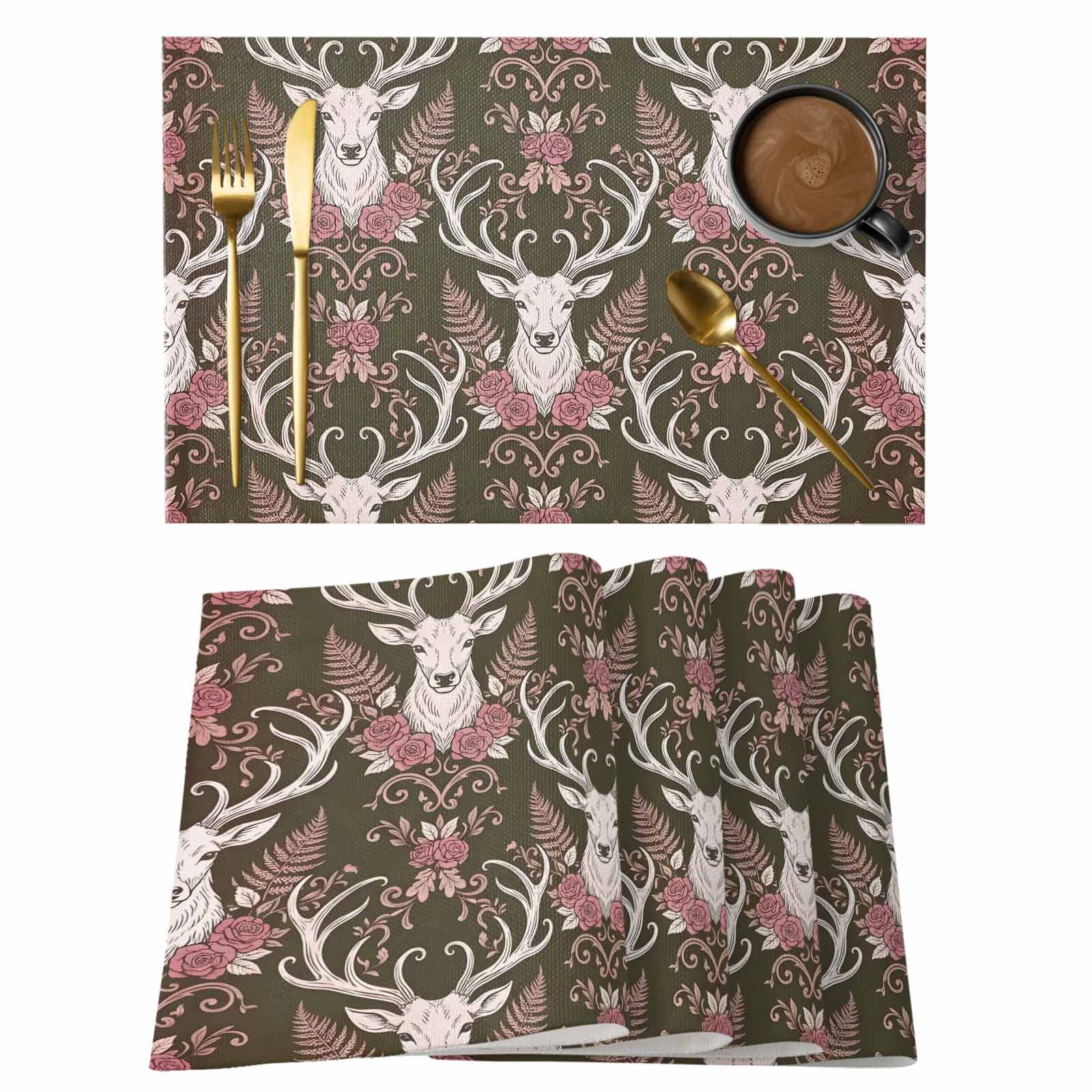 Brown Rlk Placemats Set of 6 Farmhouse Animals Red Botanical ...