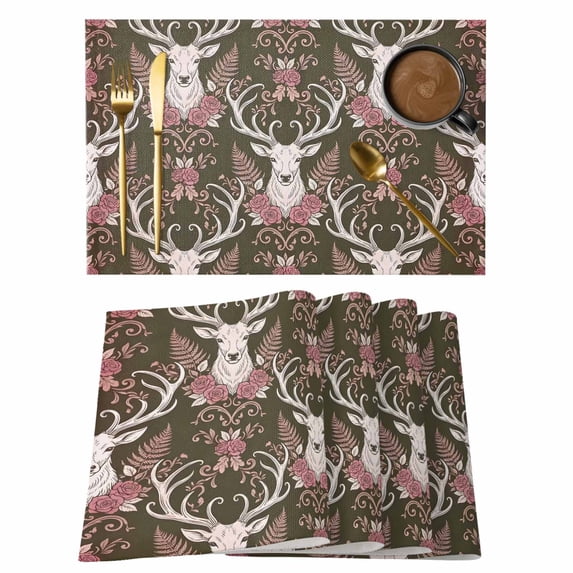 Brown Rlk Placemats Set of 6 Farmhouse Animals Red Botanical ...