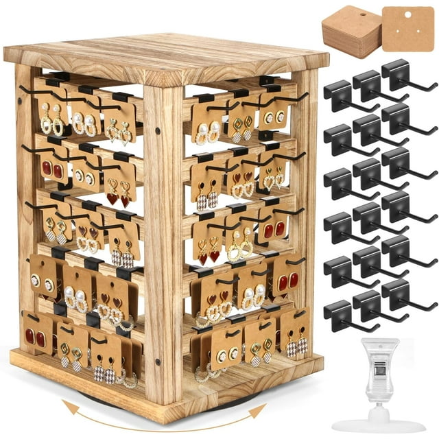 Brown Rotating Jewelry Earring Storage Display, Earring Display Stands ...