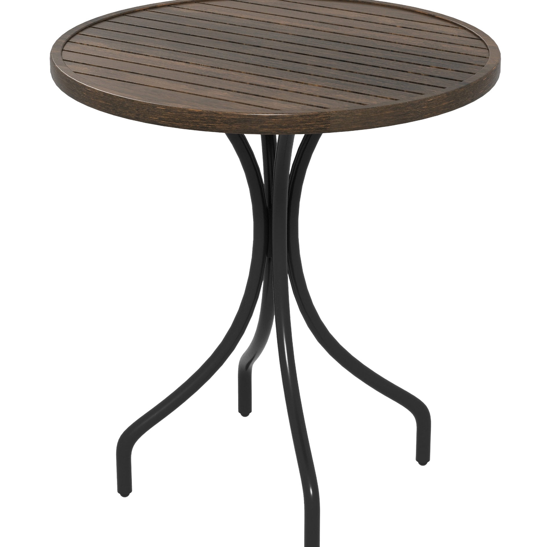 Brown Round Outdoor Table with Wood Grain Look - Create Bistro Feel in ...