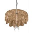 Brown Round Outdoor Tablecloth with Umbrella Hole White Dots and Lines ...