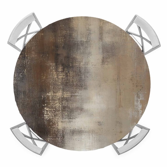 Brown Round Tablecloth for 45-54 Inch Tables, Fitted Table Cover with ...