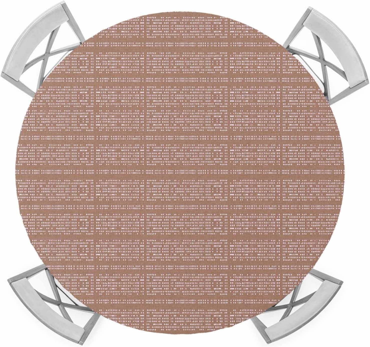 Brown Round Tablecloth, Fitted Table Cover with Elastic for 45-52 Round ...