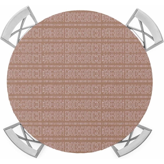 Brown Round Tablecloth, Fitted Table Cover with Elastic for 45-52 Round ...