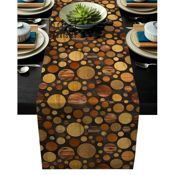 Brown Round Wood Grain Table Runner Wedding Party Champagne Table ...