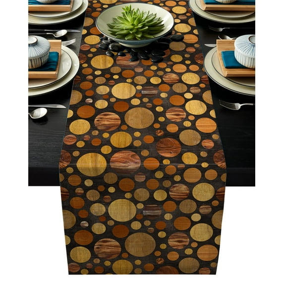 Brown Round Wood Grain Table Runner Wedding Party Champagne Table ...