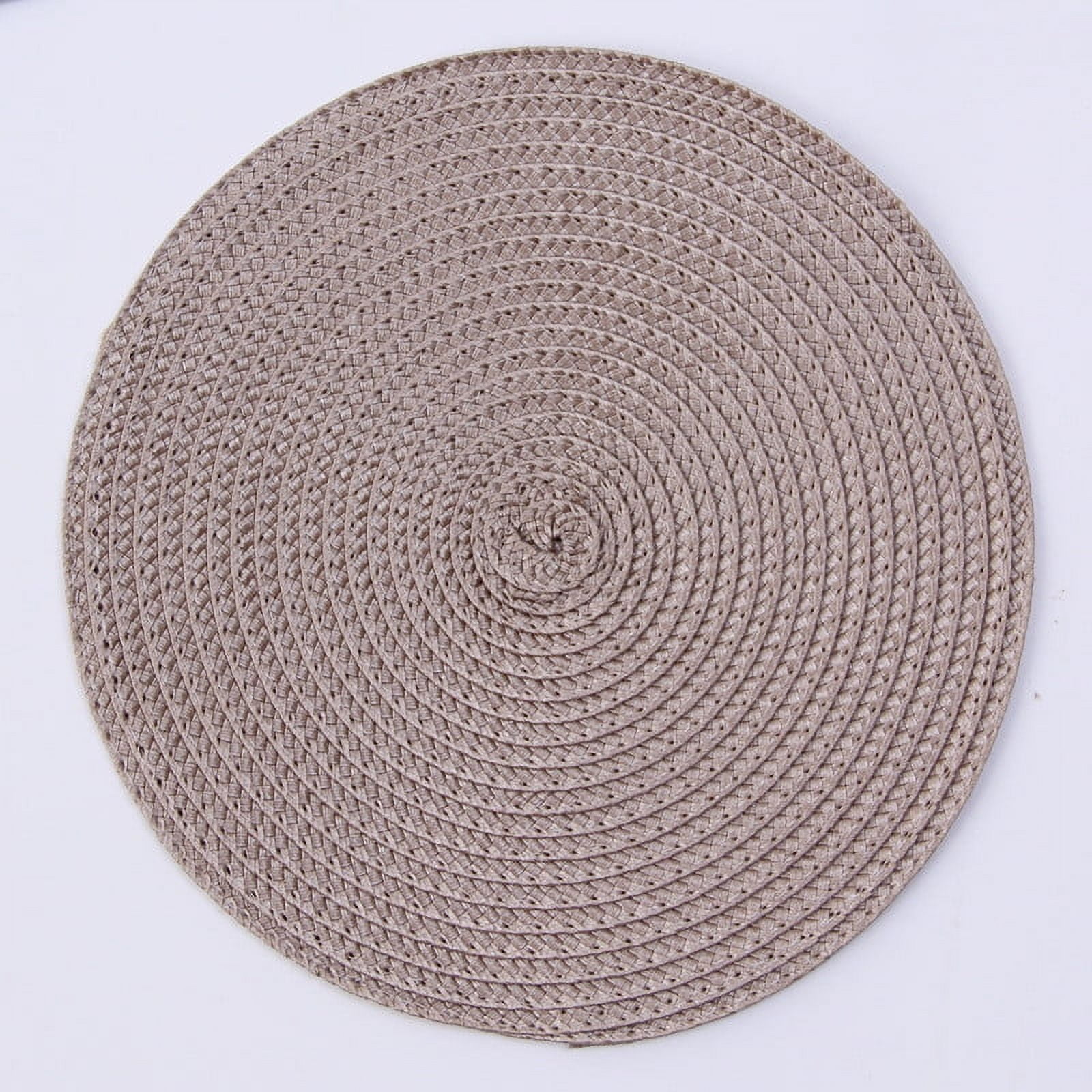 Brown Round Woven Table Placemat, 38cm Rustic Heat Insulation Pad for ...