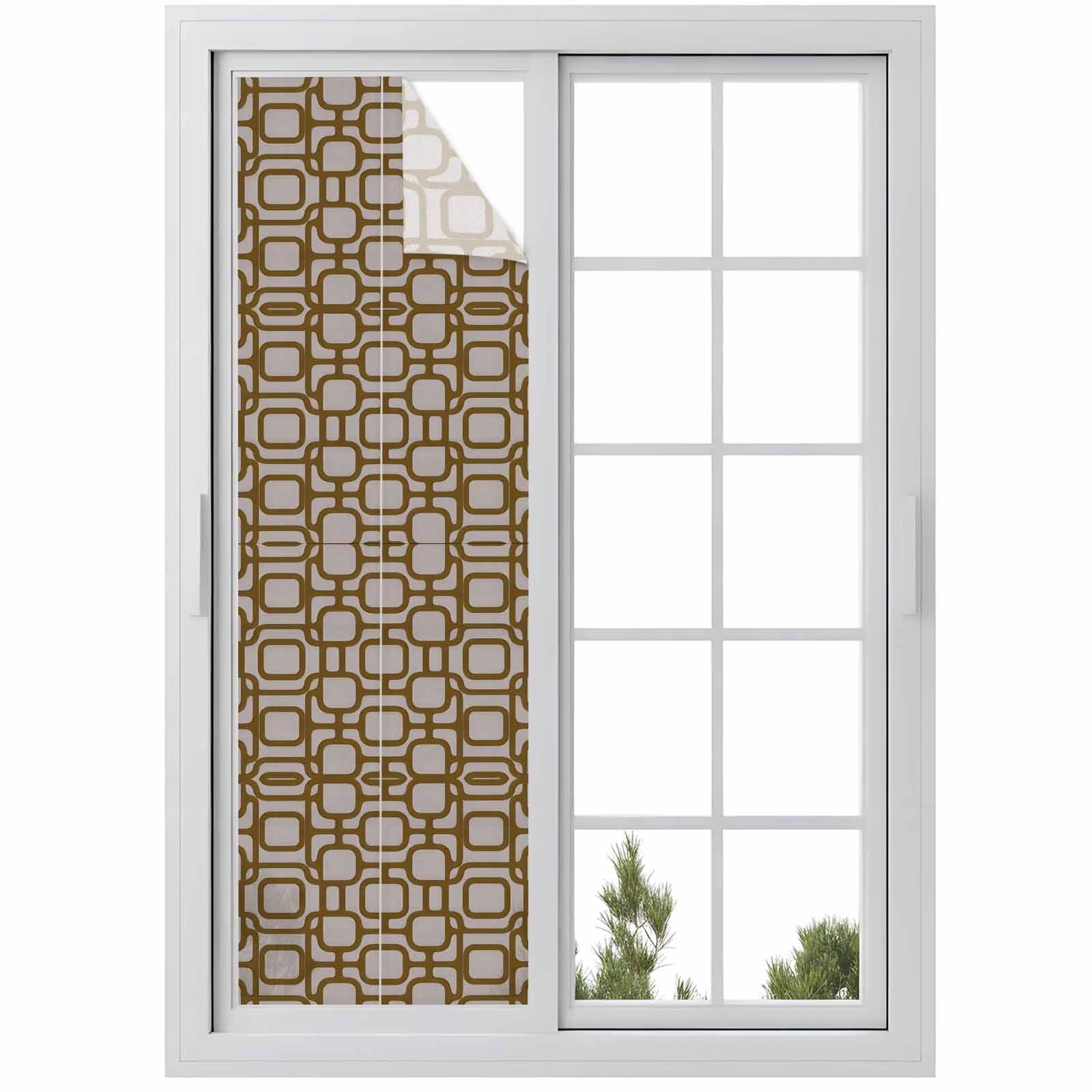 Brown Rounded Squares Window Privacy Film Vintage Minimalist Abstract ...