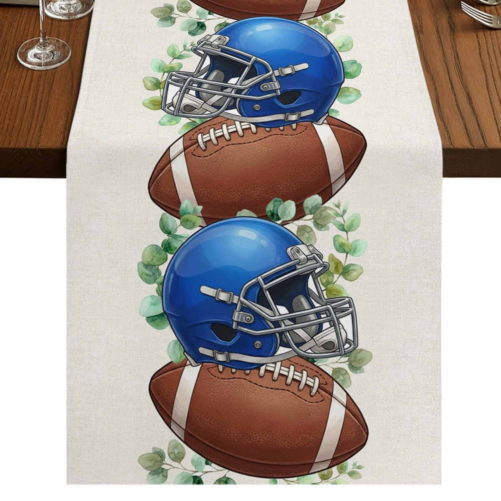 Brown Rugby Burlap Cotton Table Runner 13x90 Inches Long, Fall Blue ...