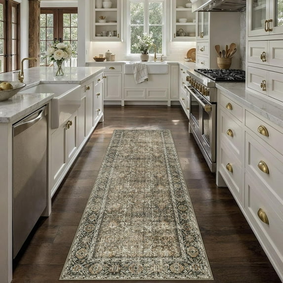 Brown Runner Rug 2x6 Vintage Area Carpet Hallway Long Indoor Kitchen ...