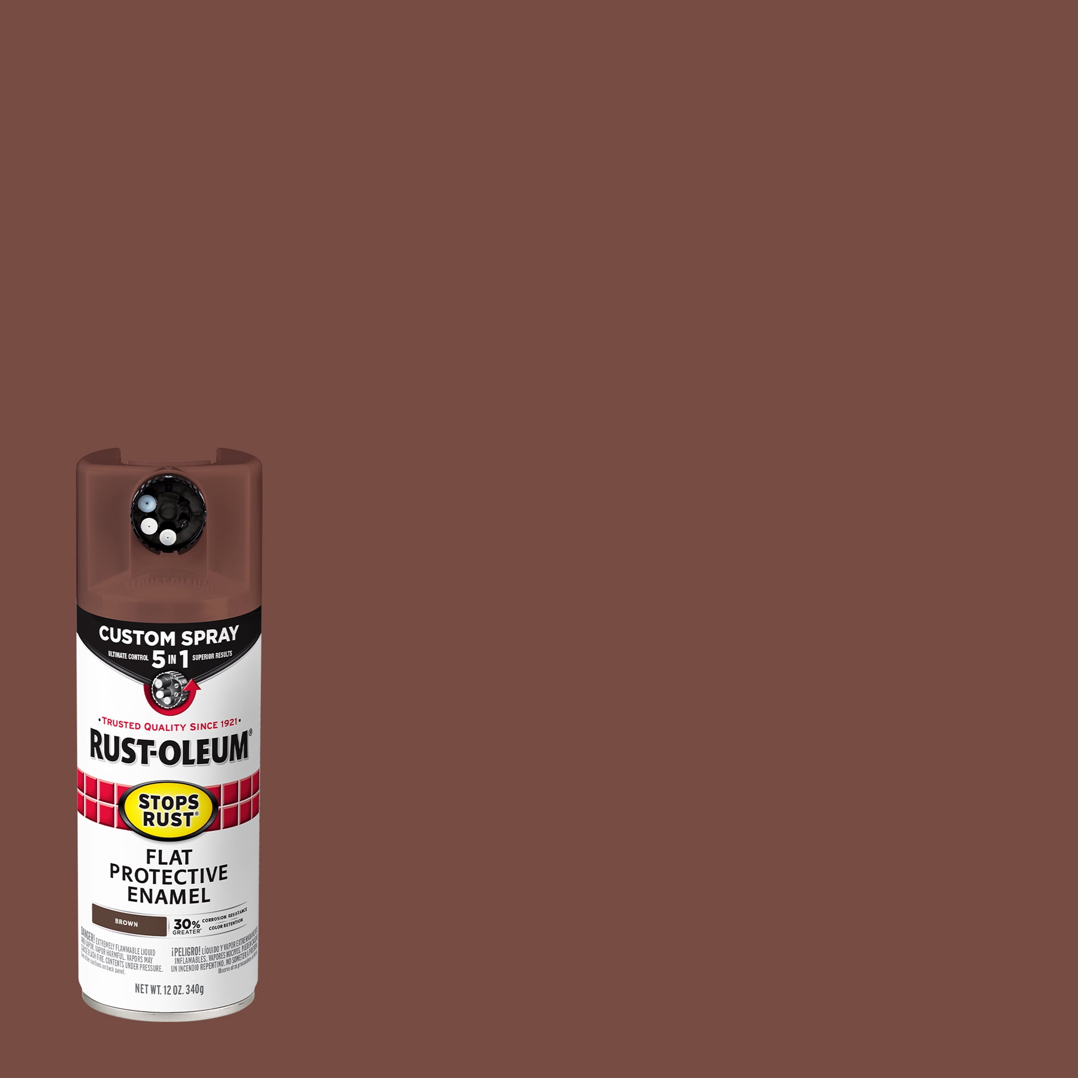 Brown, Rust-Oleum Stops Rust Custom Sprays 5 in 1 Flat Spray Paint- 12 ...