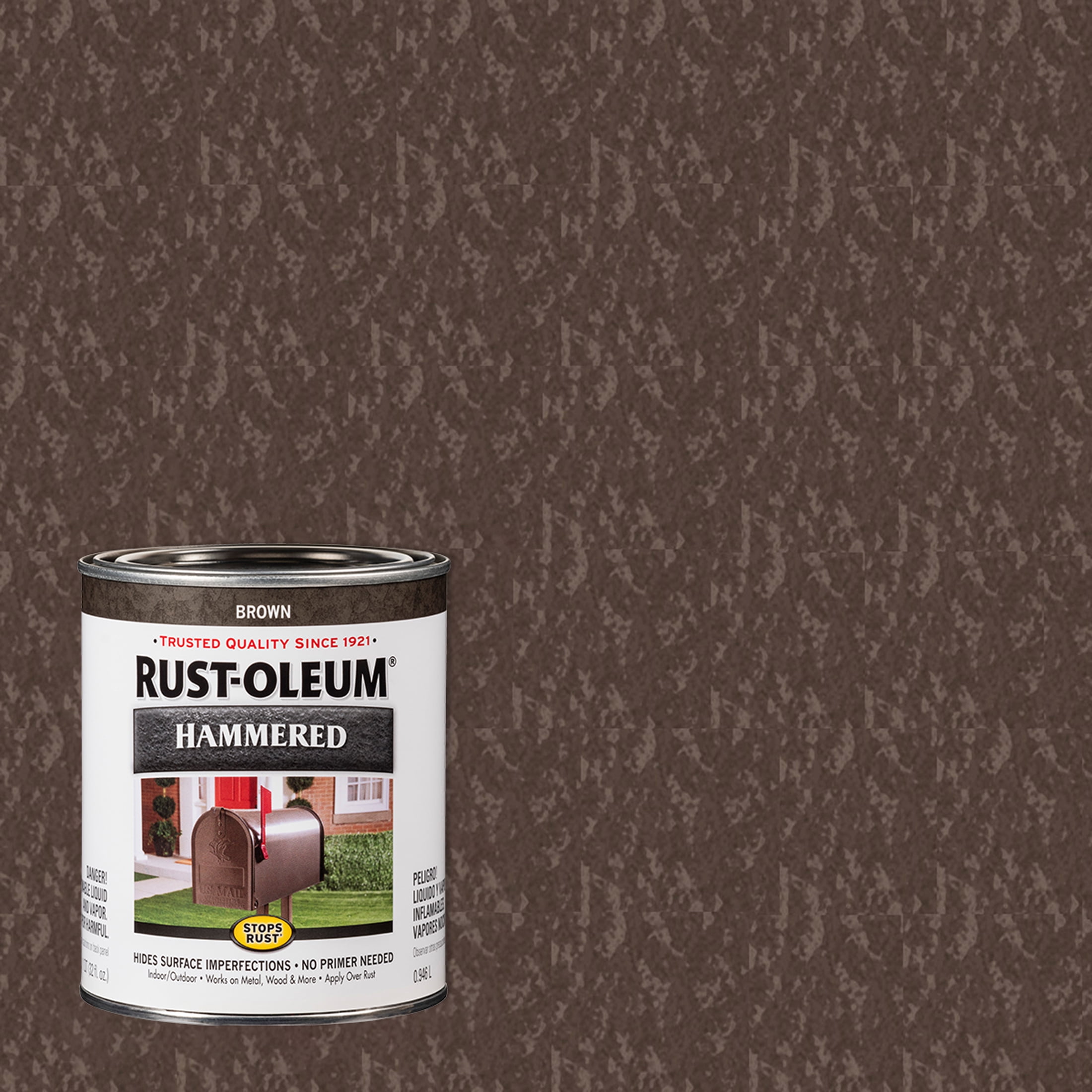 2 Pack, Brown, Rust-Oleum Stops Rust Hammered Paint- Quart - Walmart.com