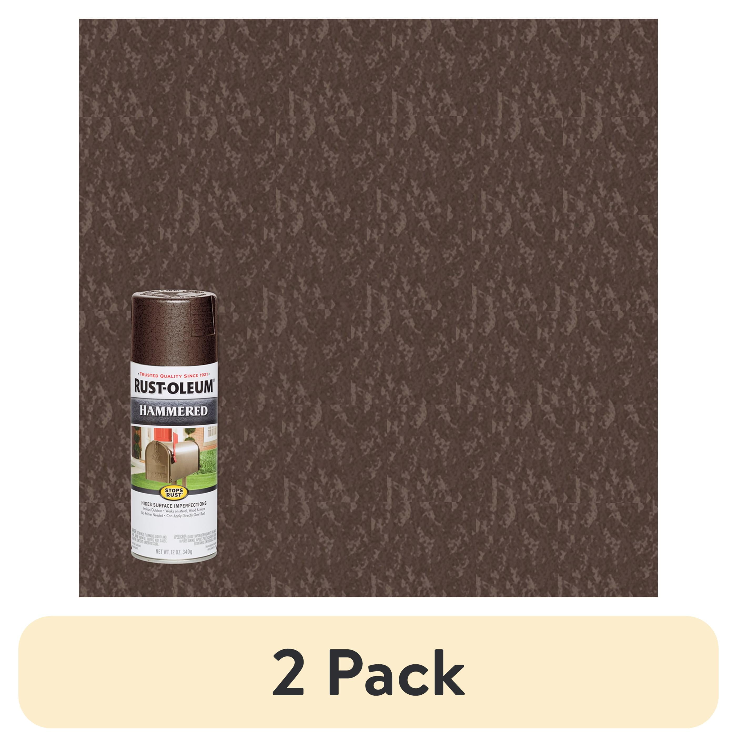 (2 pack) Brown, Rust-Oleum Stops Rust Hammered Spray Paint-210880, 12 ...