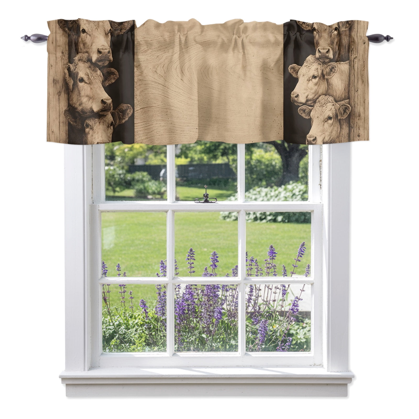 Brown Rustic Cow Window Valance for Kitchen, Farmhouse Animal ...