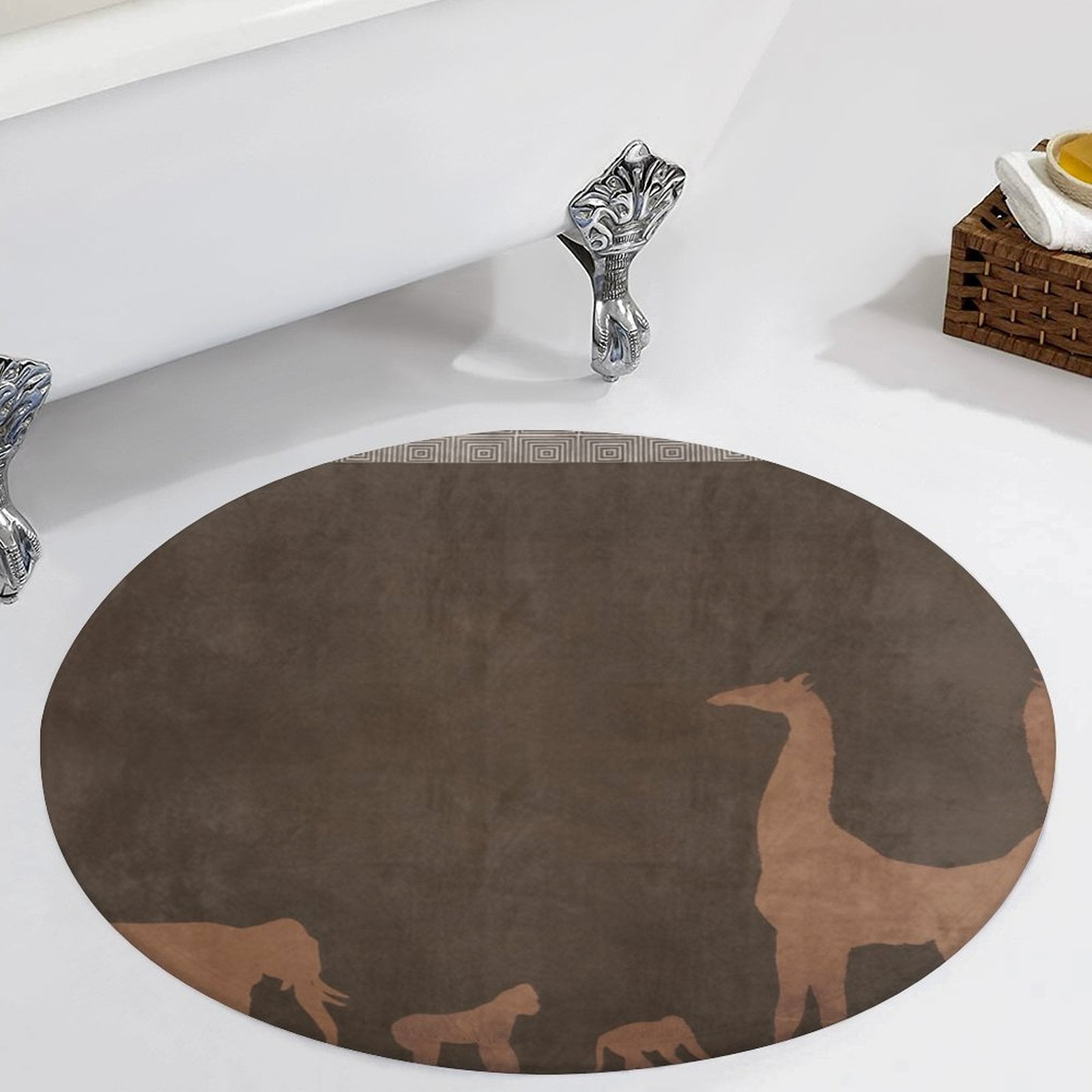 Brown Safari Jungle Zoo Animals Round Area Rugs for Bedroom Living Room ...