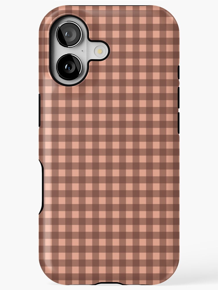 Brown Salmon Aesthetic Gingham Check iPhone Case 11 12 13 14 15 16 17 Pro Max - Walmart.com