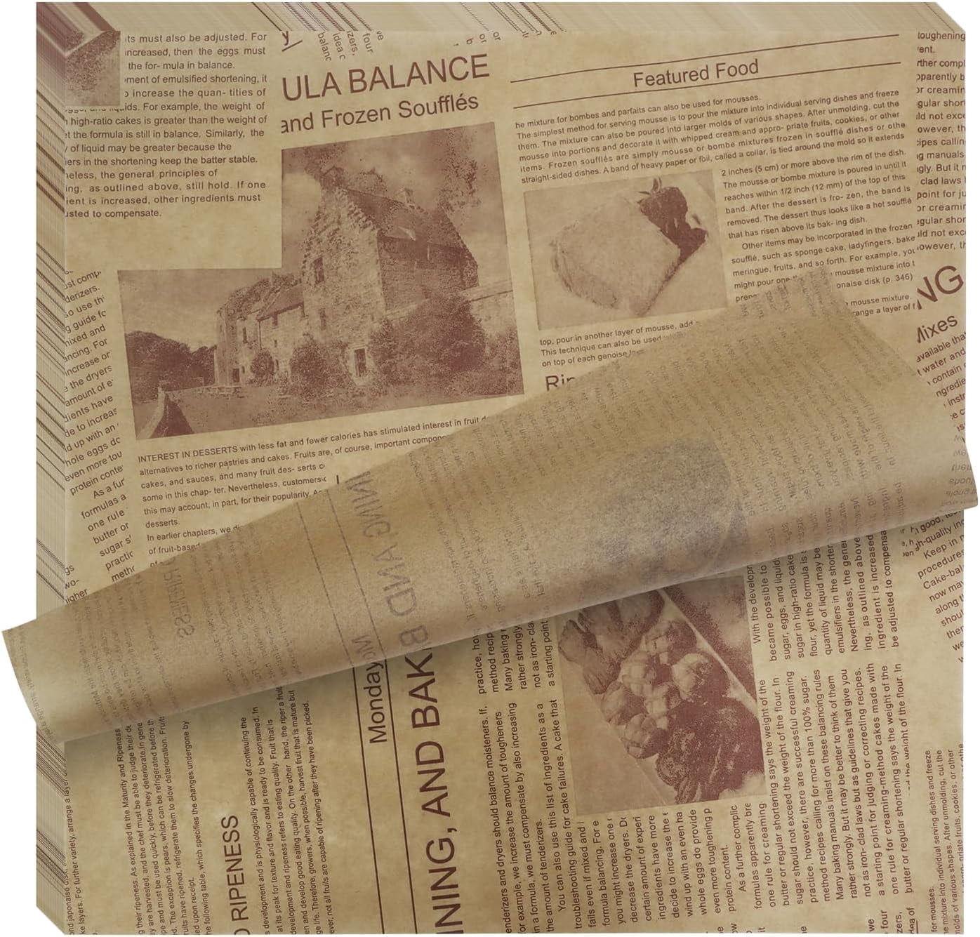 Brown Sandwich Wrapper Paper Sheet 9.8in Kraft Newspaper Style Basket ...