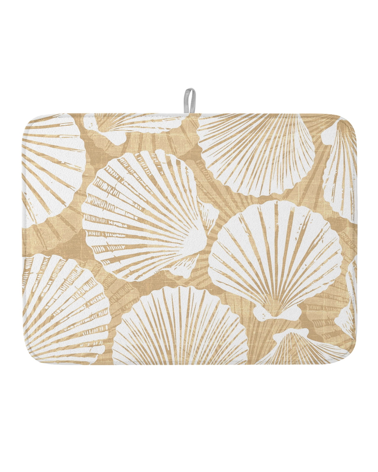Brown Scallop Coastal Dish Drying Mat for Kitchen Counter, Summer Beach ...