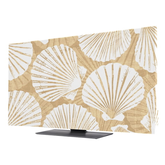 Brown Scallop Coastal TV Cover for 43 Inch Screen, Stretch Fabric ...