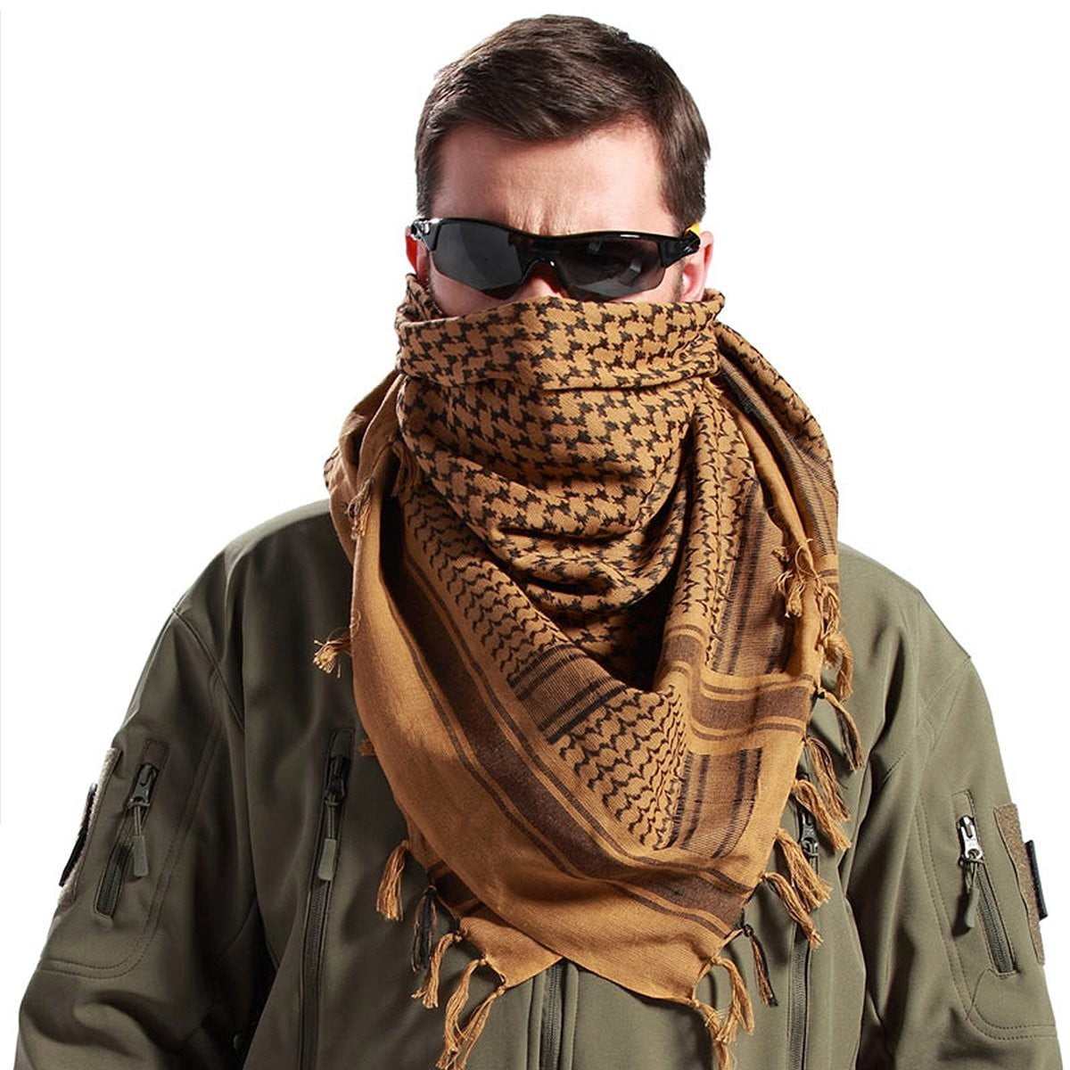 Brown Scarf Arab Plaid Fringe Lightweight Scarf Cotton Head Neck Scarf ...