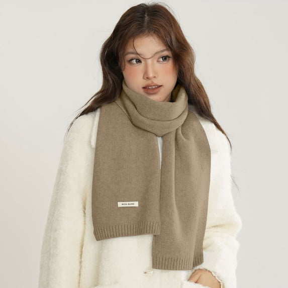Brown Scarfs Scarf Fall Winter Solid Color Wool Scarf for Unisex Soft ...