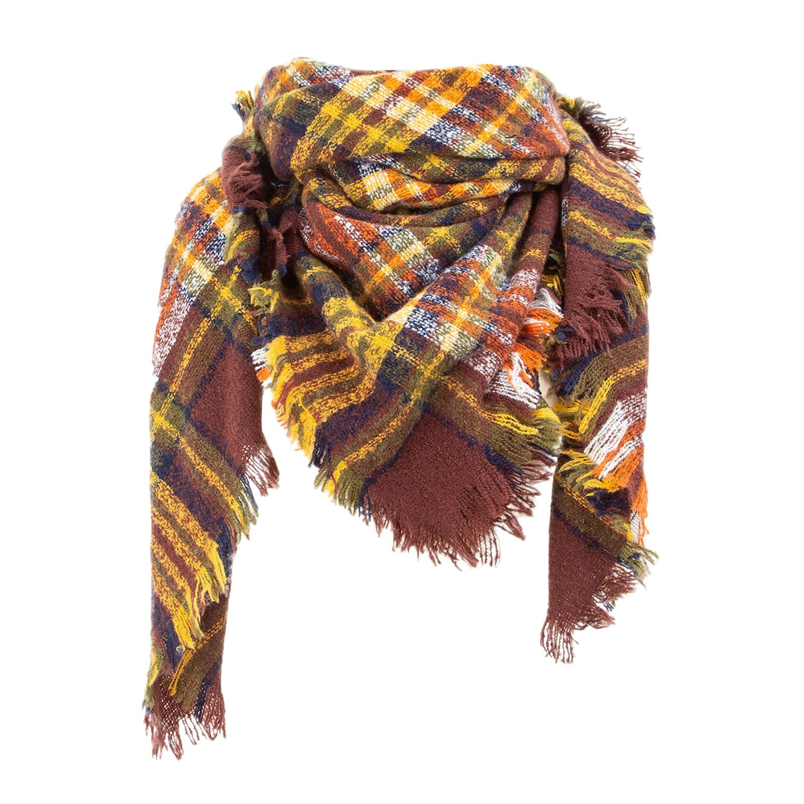 Brown Scarfs Scarf Ladies' Plaid New Thorn Square Scarf Ladies' Plaid ...