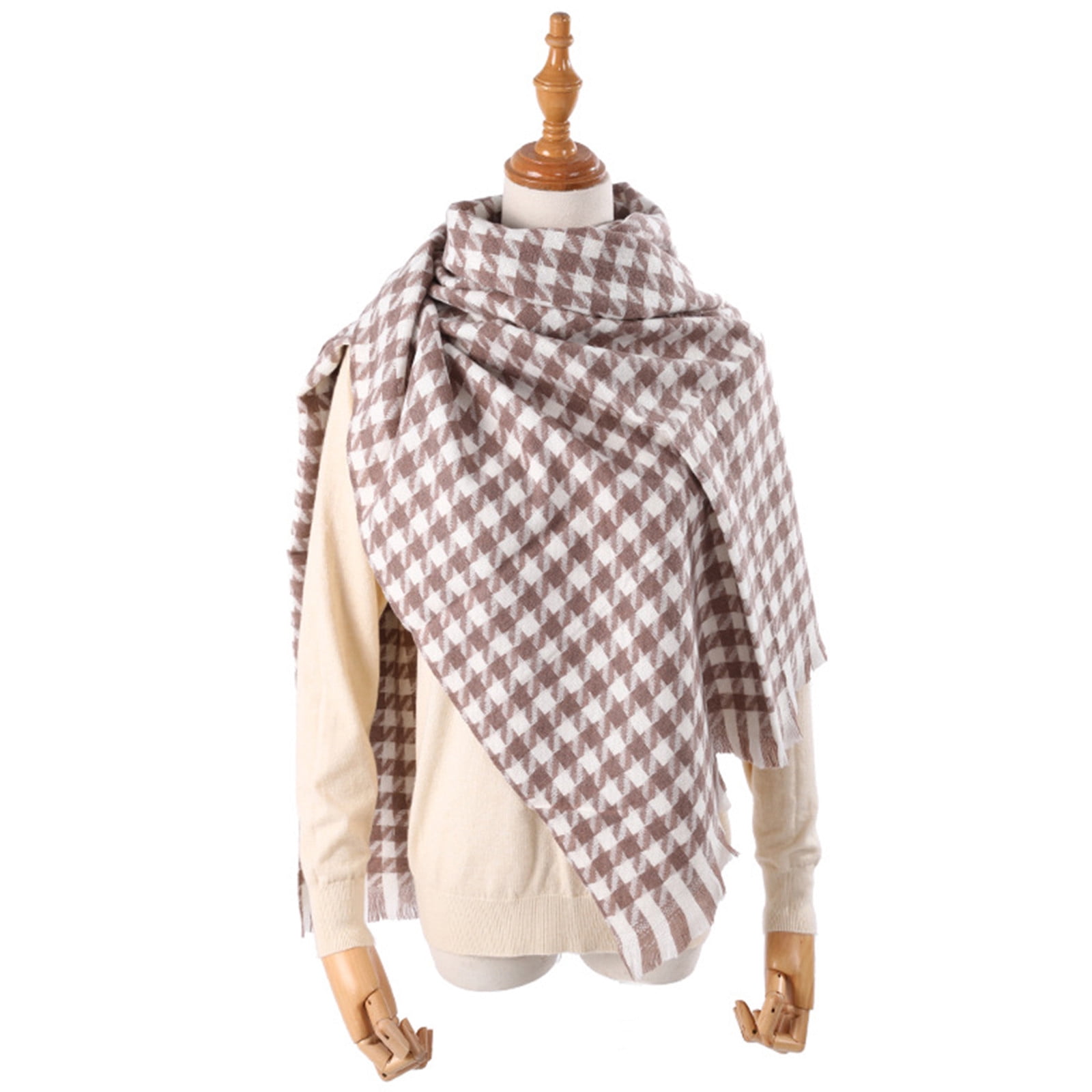 Brown Scarfs Scarf Winter Scarf for Womens Classic Tassel Plaid Scarf ...
