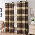 Brown Scottish Tartan Blackout Curtains for Bedroom, Thermal Gingham ...